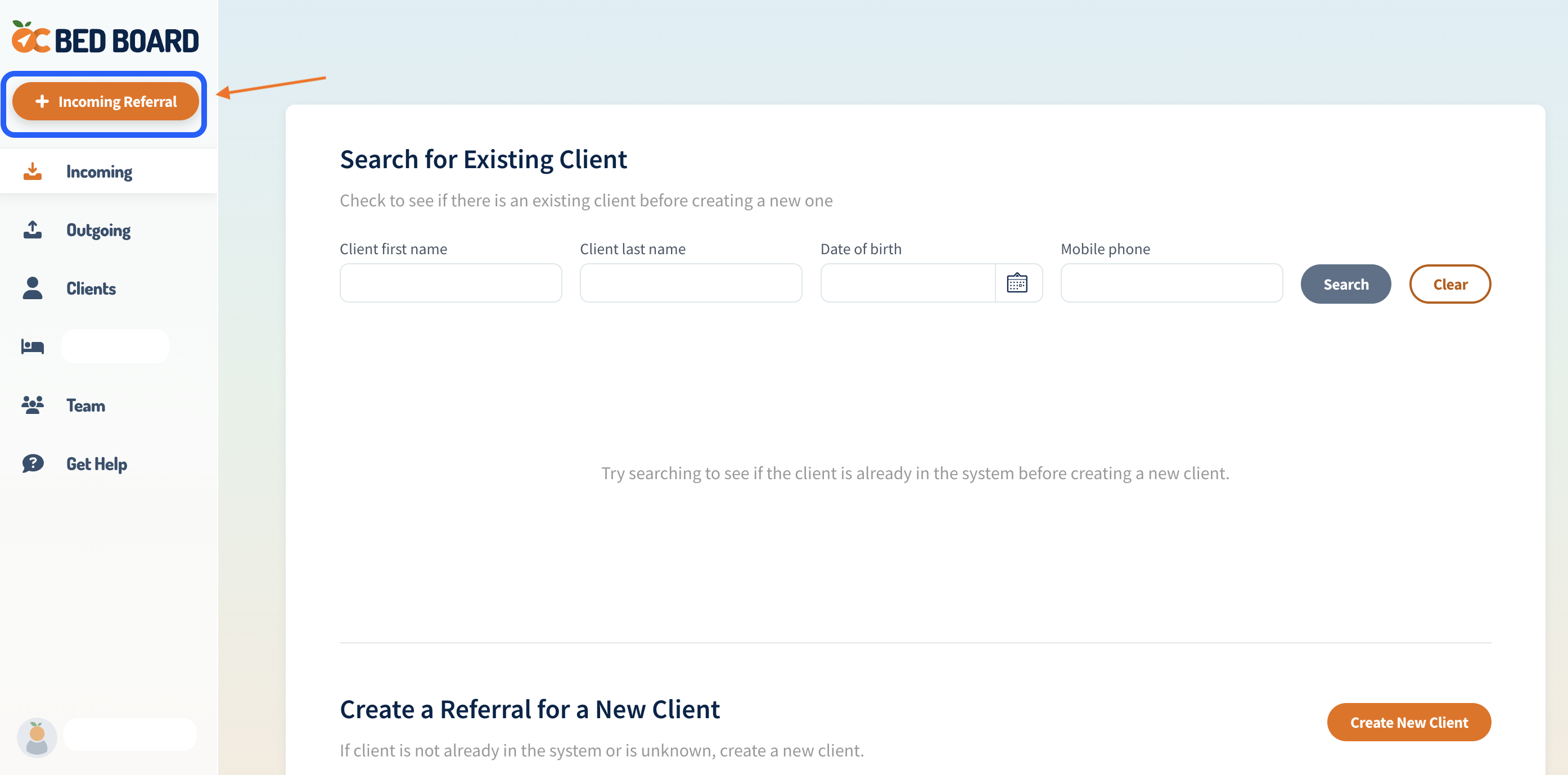 Get started with the + Incoming Referral button – OCHCA Help Center