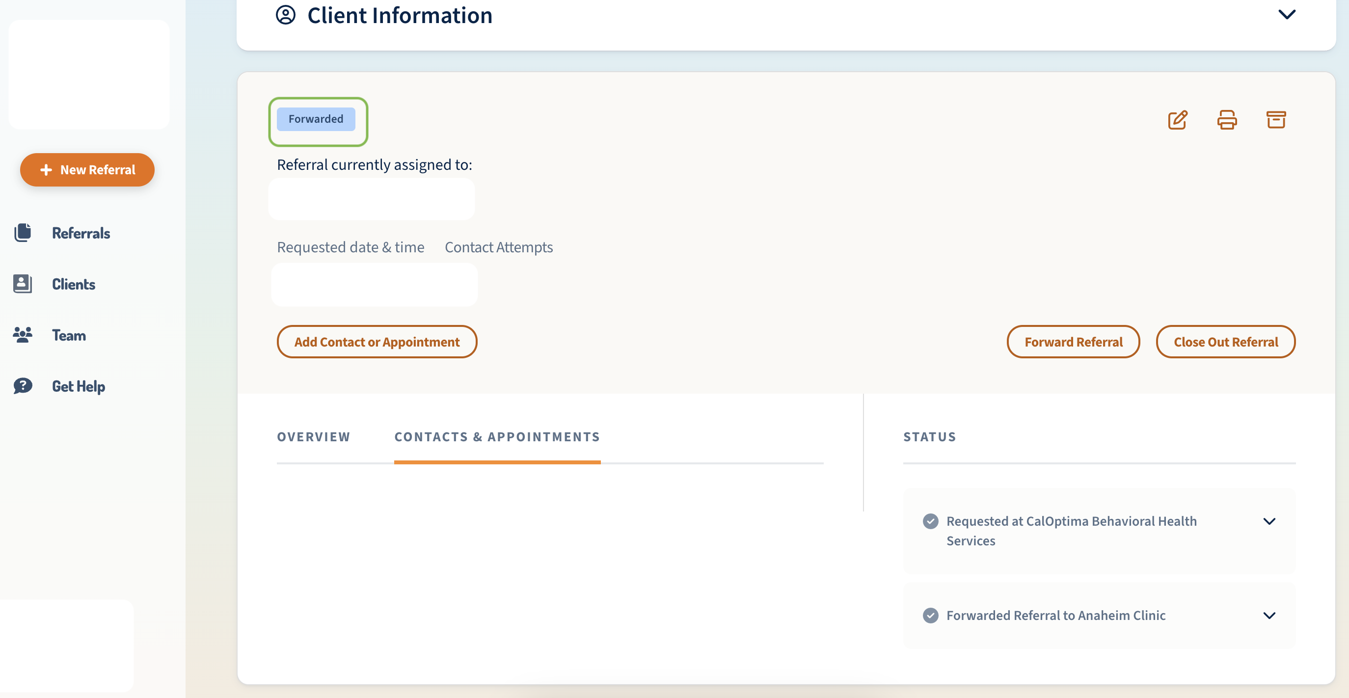 URP | Forwarding a Referral – OCHCA Help Center